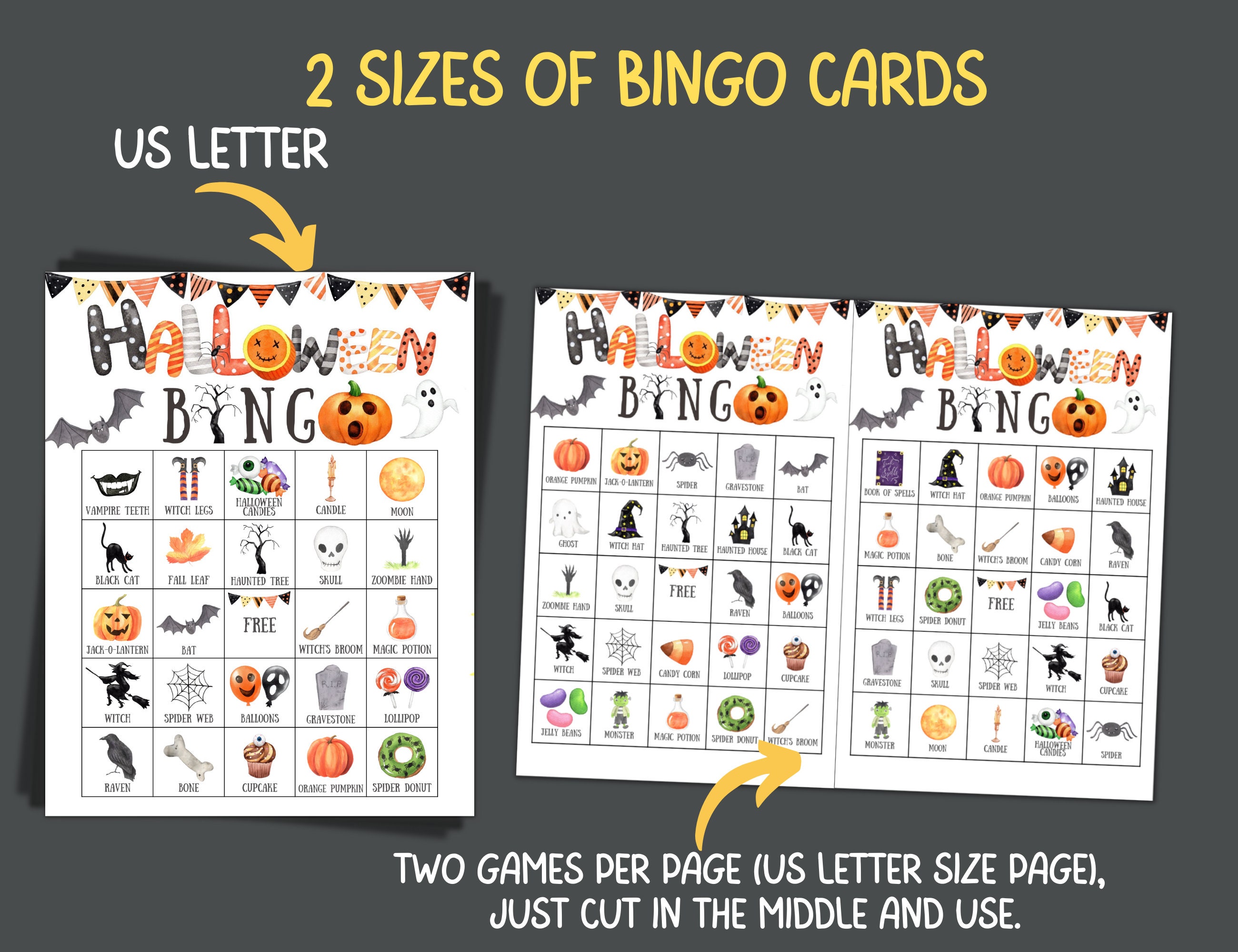 Halloween Bingo Game, Halloween Games for Kids, 20 Printable Halloween ...