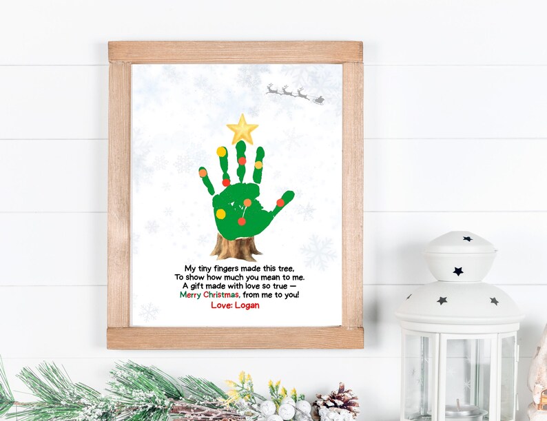 Christmas Handprint Art, Xmas Tree Handprint Poem, DIY Xmas Card,gift ...