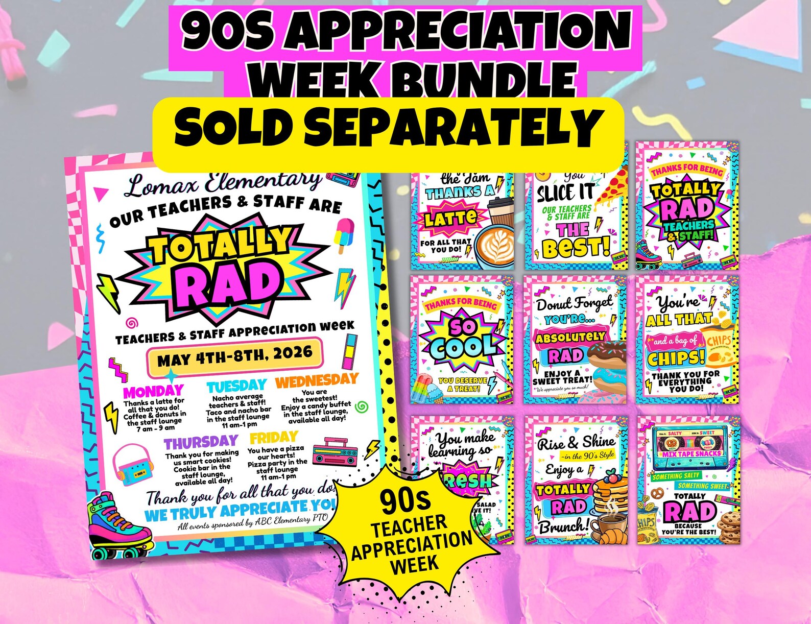 90s Teacher Appreciation Week Theme Flyer Template Canva Editable ...