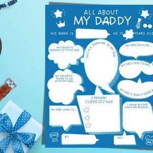 Printable Fathers Day Questionnaire, All About My Daddy Card, Fill in ...