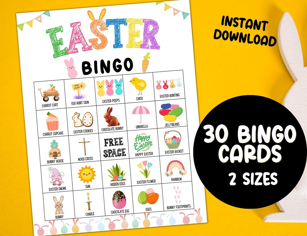 Easter Bingo Printable, 30 Easter Bingo Cards, Easter Party Game, Kids ...
