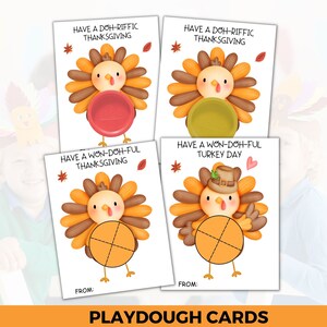 Kids Thanksgiving Play Dough Cards, Class Thanksgiving Favors Tags, Non ...