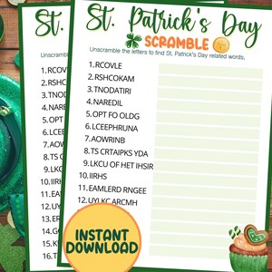 St. Patricks Day Word Scramble Game, St Patricks Games, Printable St ...