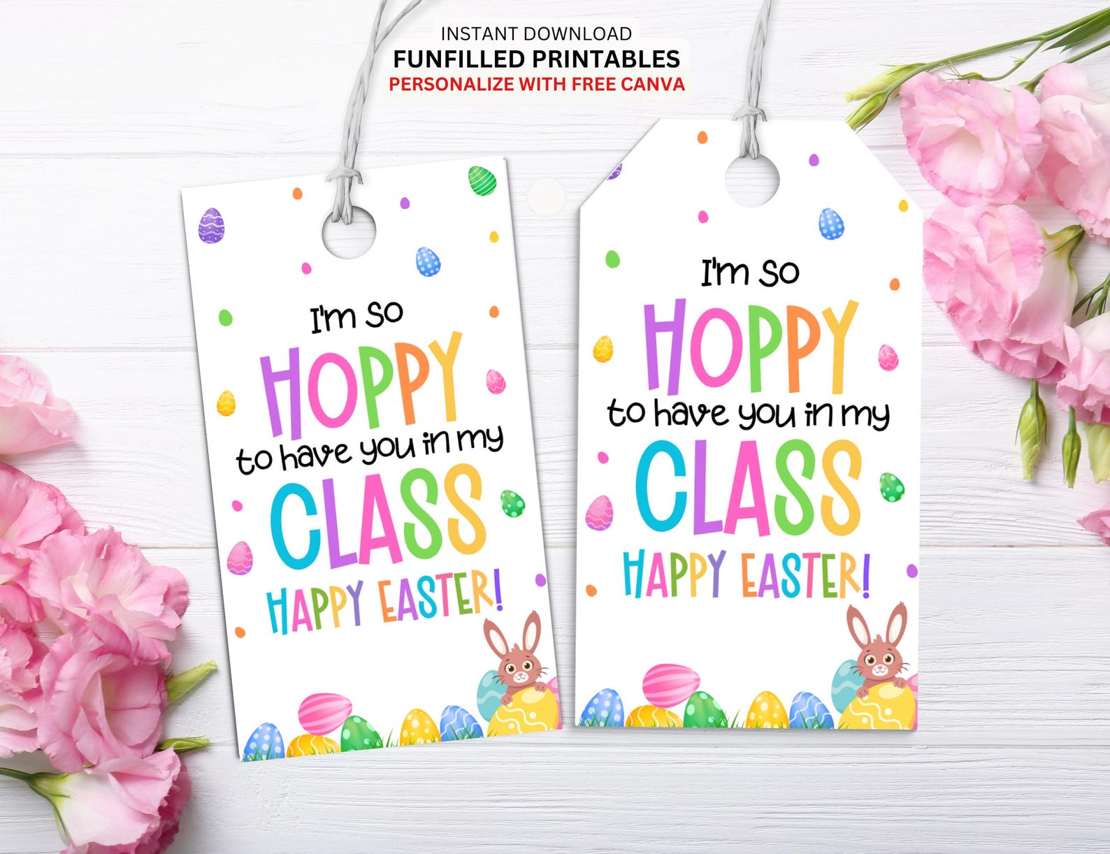 Easter Class Gift Tags Printable, Hoppy You're in My Class Easter Tags ...