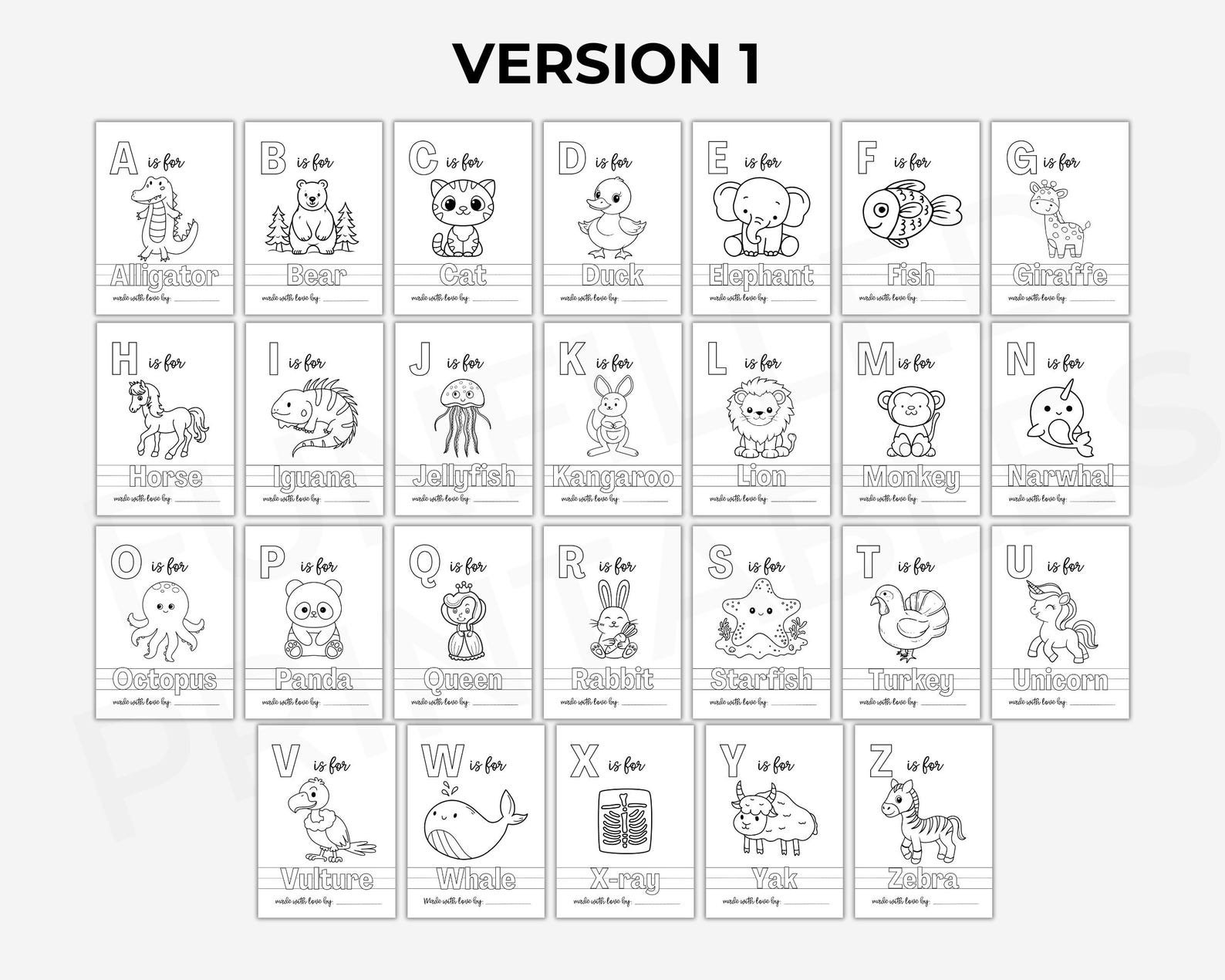 ABC Baby Shower Coloring Book, Baby's First ABC Book, Baby Alphabet ...