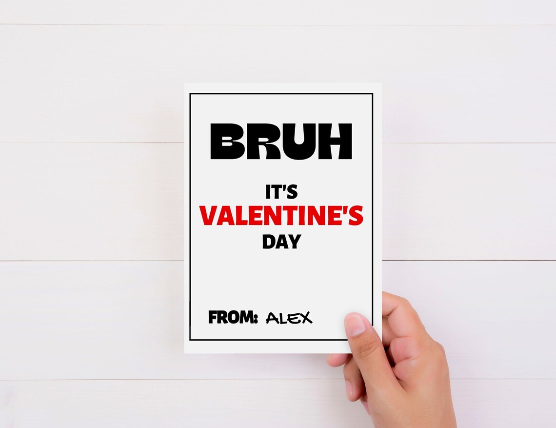 Bruh Boys Valentine Cards, Funny Kids Valentine Card, Tween Preteen ...