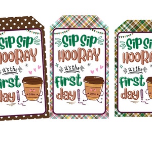 Back to School Teacher Coffee Gift Tags, First Day of School Teacher ...