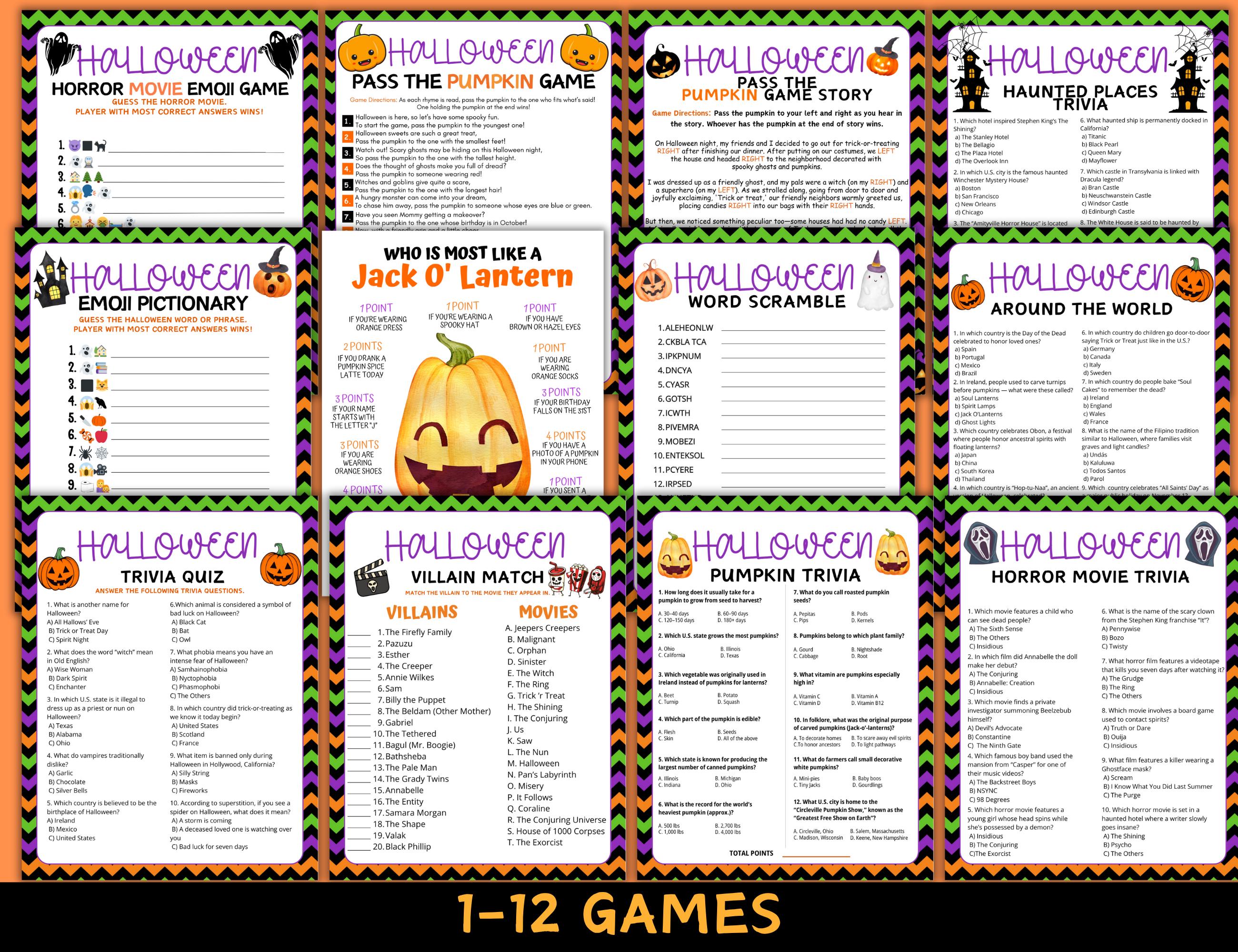 Halloween Games Bundle Printable Halloween Party Games, Fun Halloween ...