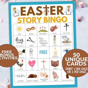 50 Easter Bingo Cards, Religious Easter Story Bingo Game, Christian ...