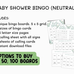 Baby Bingo, 50 Prefilled Baby Shower Bingo Cards, Printable Baby Bingo ...