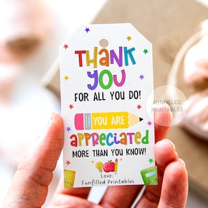 Thank You Teacher Appreciation Tags, Editable Teacher Appreciation Week ...