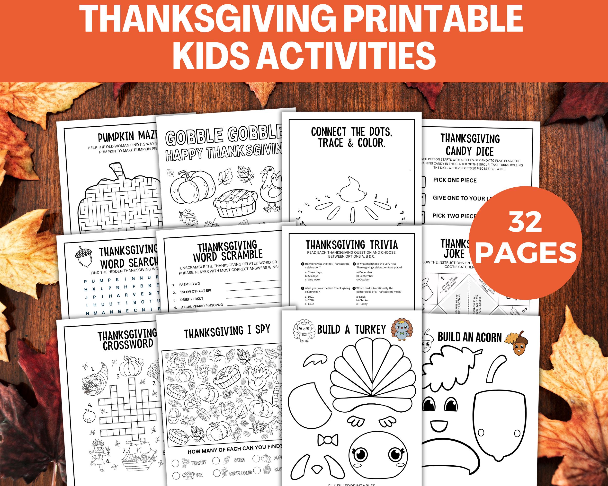 Thanksgiving Printable Kids Activities, Table Activities, Kids ...