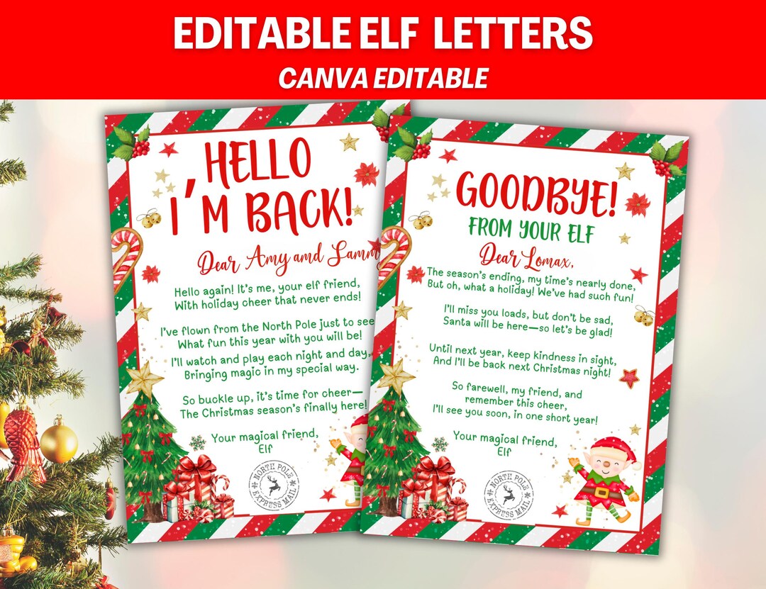 Elf Arrival Letter Good Bye Elf Letter Bundle, Editable Elf Letters ...