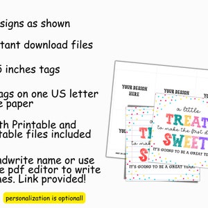 First Day of School Treat Tag, Back to School Treat Tag, Teacher Treats ...