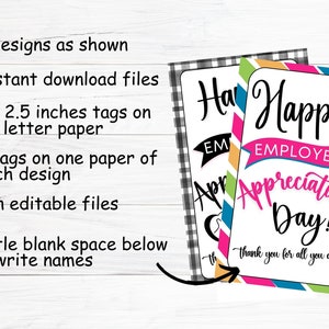 Employee Appreciation Day Tag Printable, Employee Appreciation Gift Tag ...