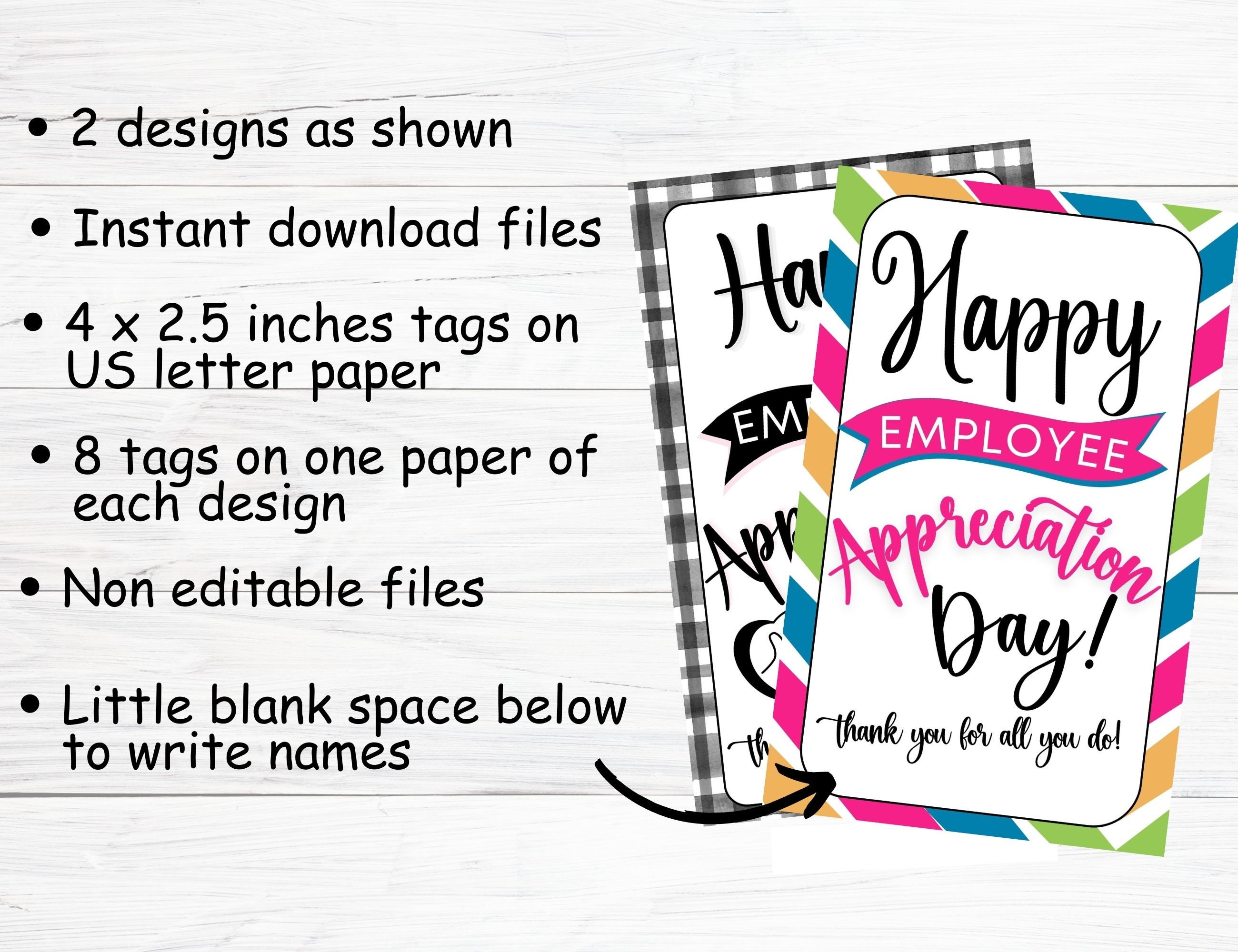 Employee Appreciation Day Tag Printable, Employee Appreciation Gift Tag ...