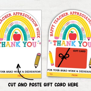 Teacher Appreciation Gift Card Holder Printable, Teacher Thank You Card ...