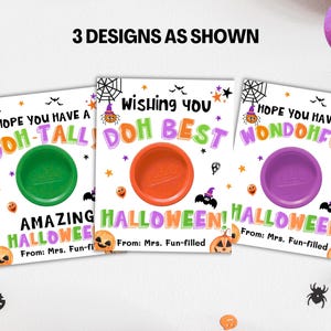 Halloween Playdough Printable Holder, Playdough Favors Tag, Non Candy ...
