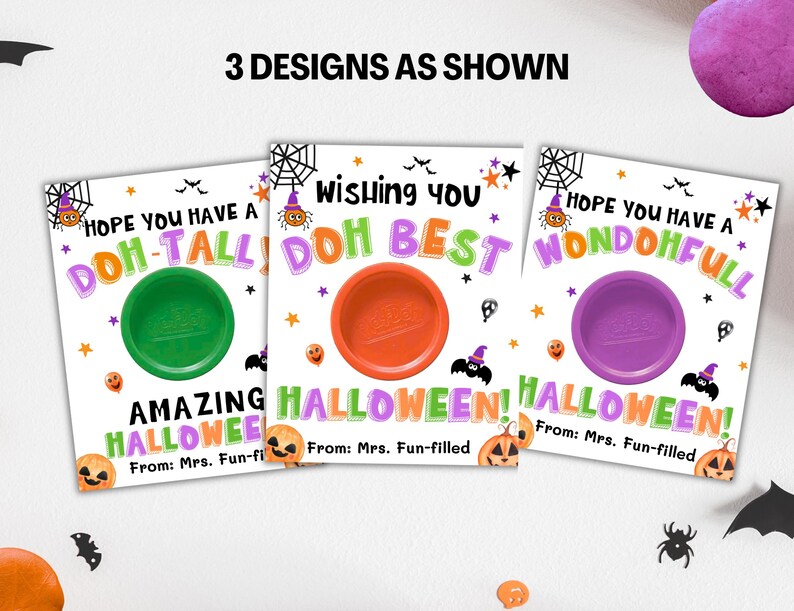 Halloween Playdough Printable Holder, Playdough Favors Tag, Non Candy ...