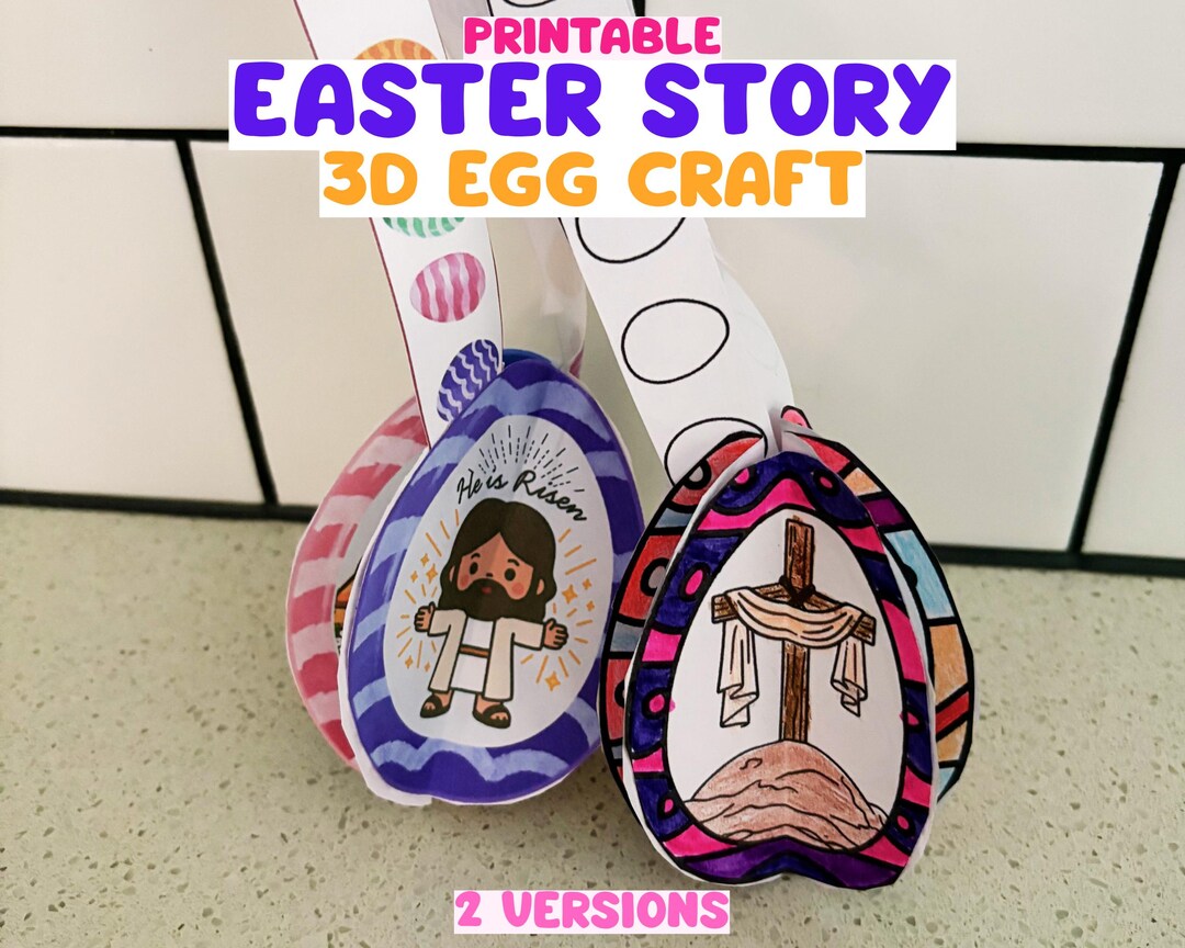 Easter Story 3D Egg Craft, Printable Holy Week Craft, Religious Bible ...