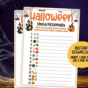 Halloween Emoji Pictionary Game, Halloween Games for Kids Teens Adults ...
