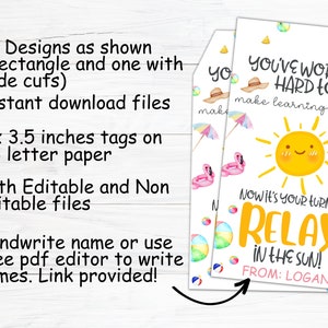 End of Year Teacher Gift Tag, Summer Teacher Gift Tag, Teacher Beach ...