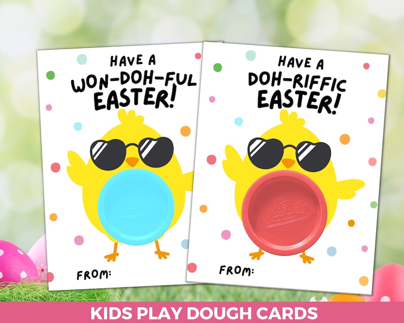 Kids Easter Play Dough Gift Card Printable, Easter Non Candy Classroom ...