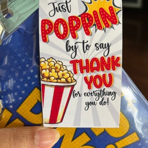Popcorn Gift Tag, Popcorn Appreciation Tag, Poppin by to Say Popcorn ...