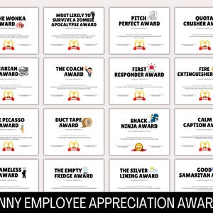 Funny Employee Appreciation Awards Certificate, Funny Work Awards ...