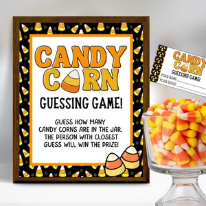 Candy Corn Guessing Game Sign, Guess How Many Candy Corn in A Jar ...