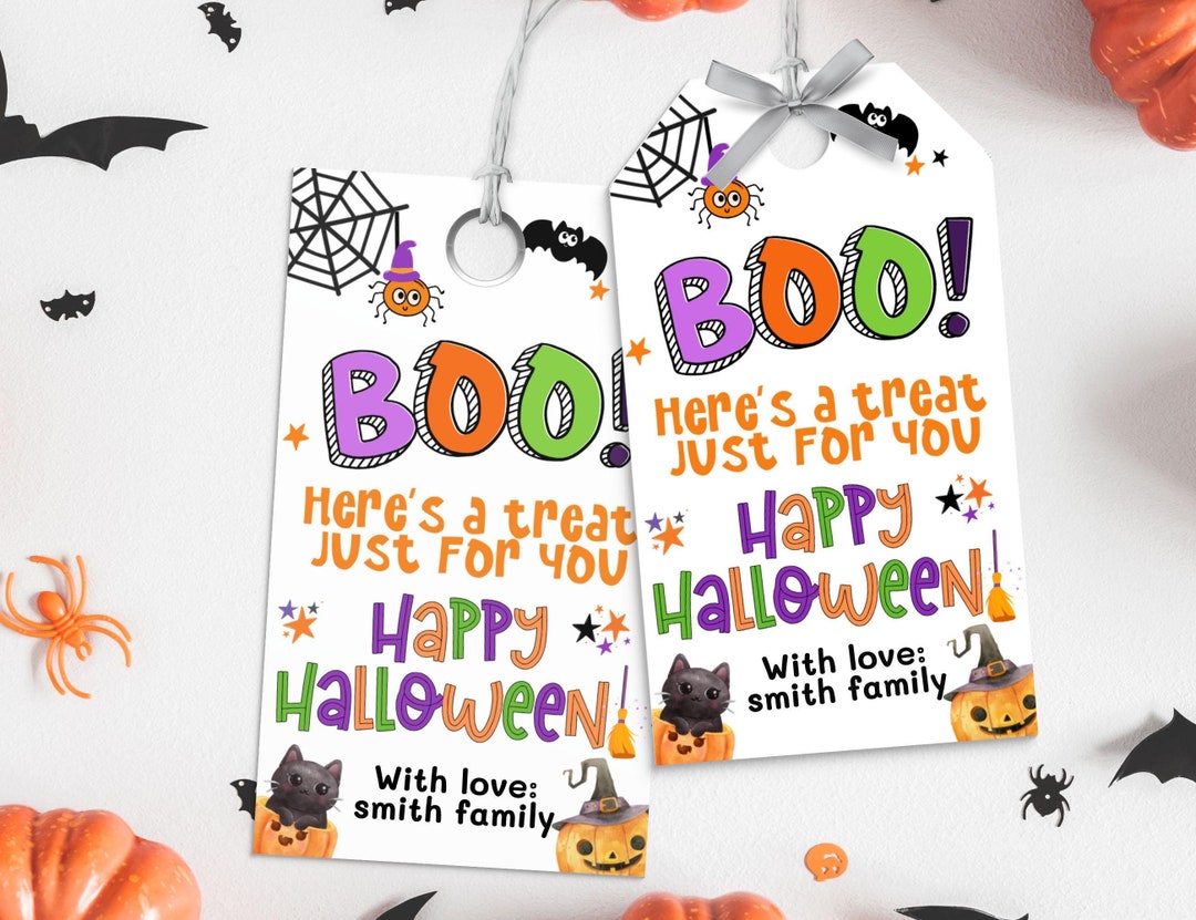 Cute Halloween Boo Tags Treats Tags, Halloween Favor Tags for Kids ...