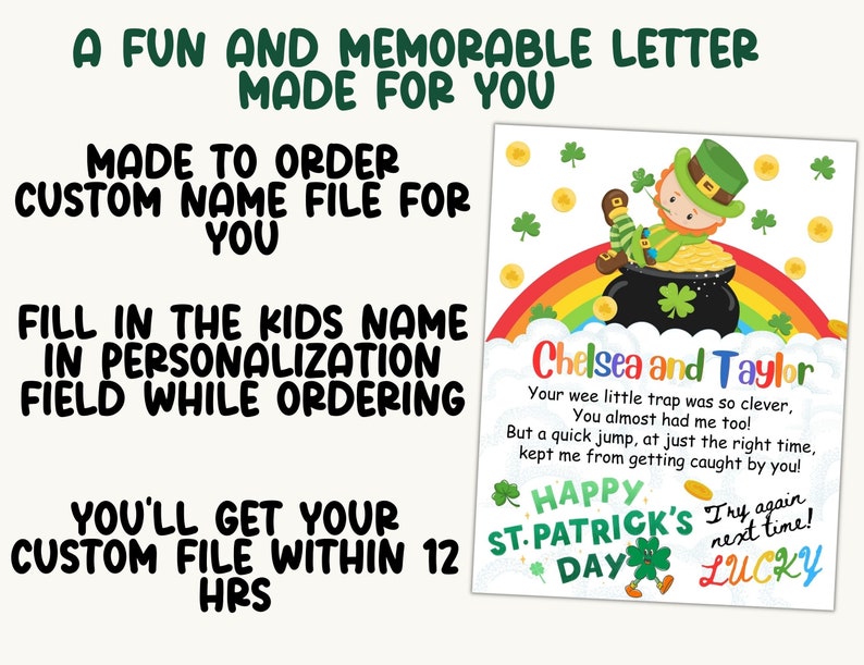 Printable Leprechaun Letter Personalized St Patricks Day - Etsy