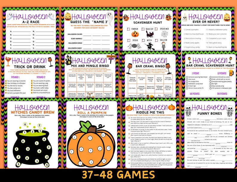 Halloween Games Bundle Printable Halloween Party Games, Fun Halloween ...