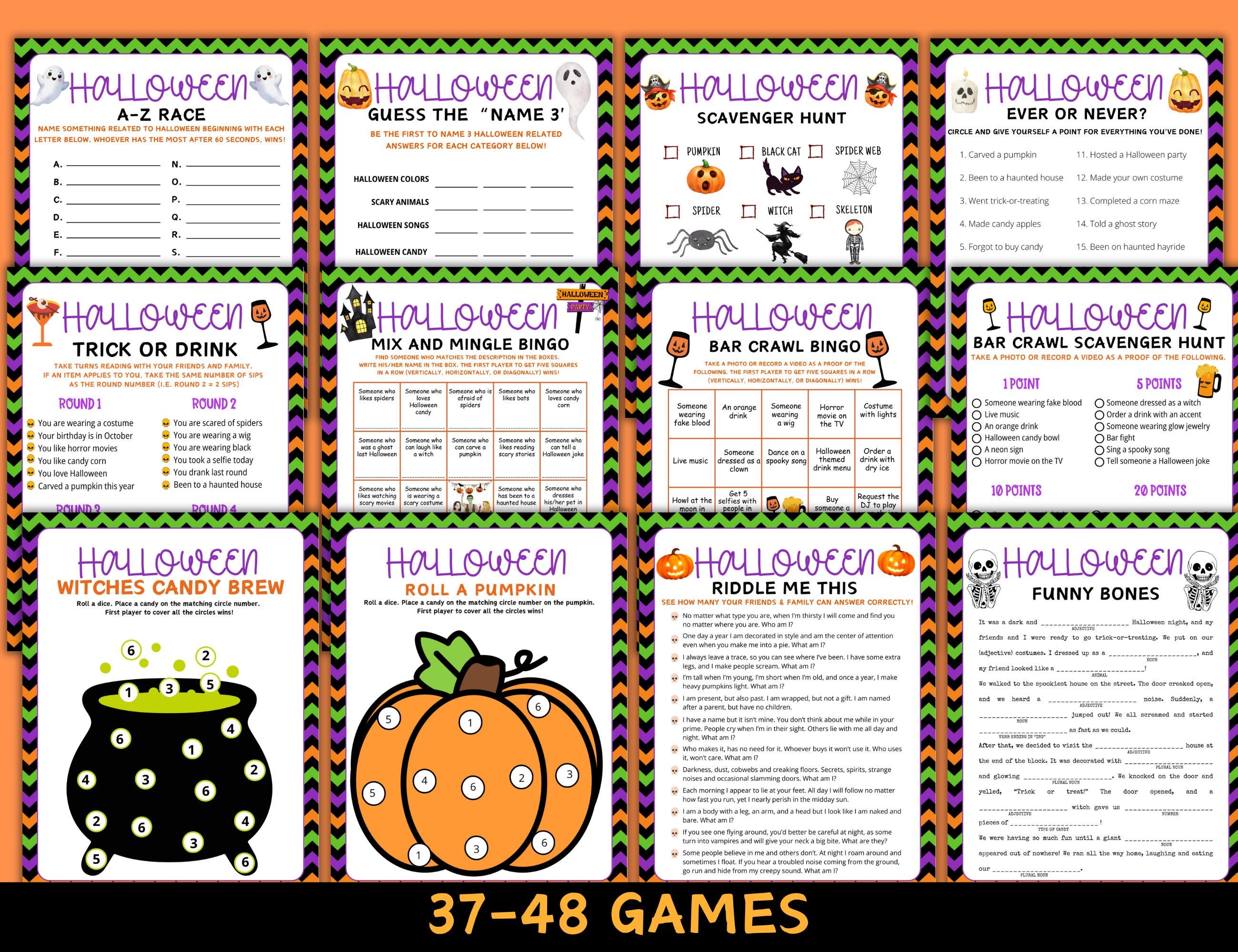Halloween Games Bundle Printable Halloween Party Games, Fun Halloween ...
