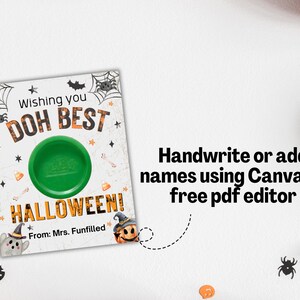Halloween Play-dough Gift Tag for Kids, Non Candy Halloween Class ...