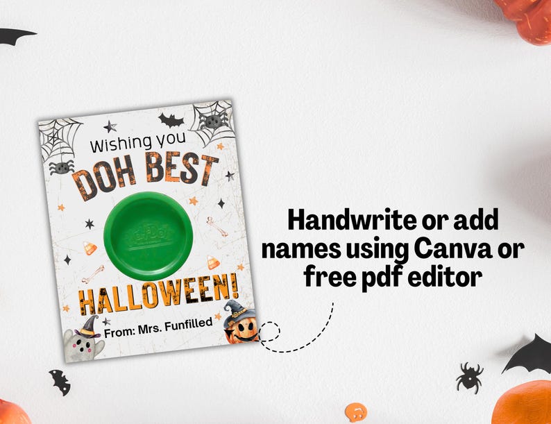 Halloween Play-dough Gift Tag for Kids, Non Candy Halloween Class ...