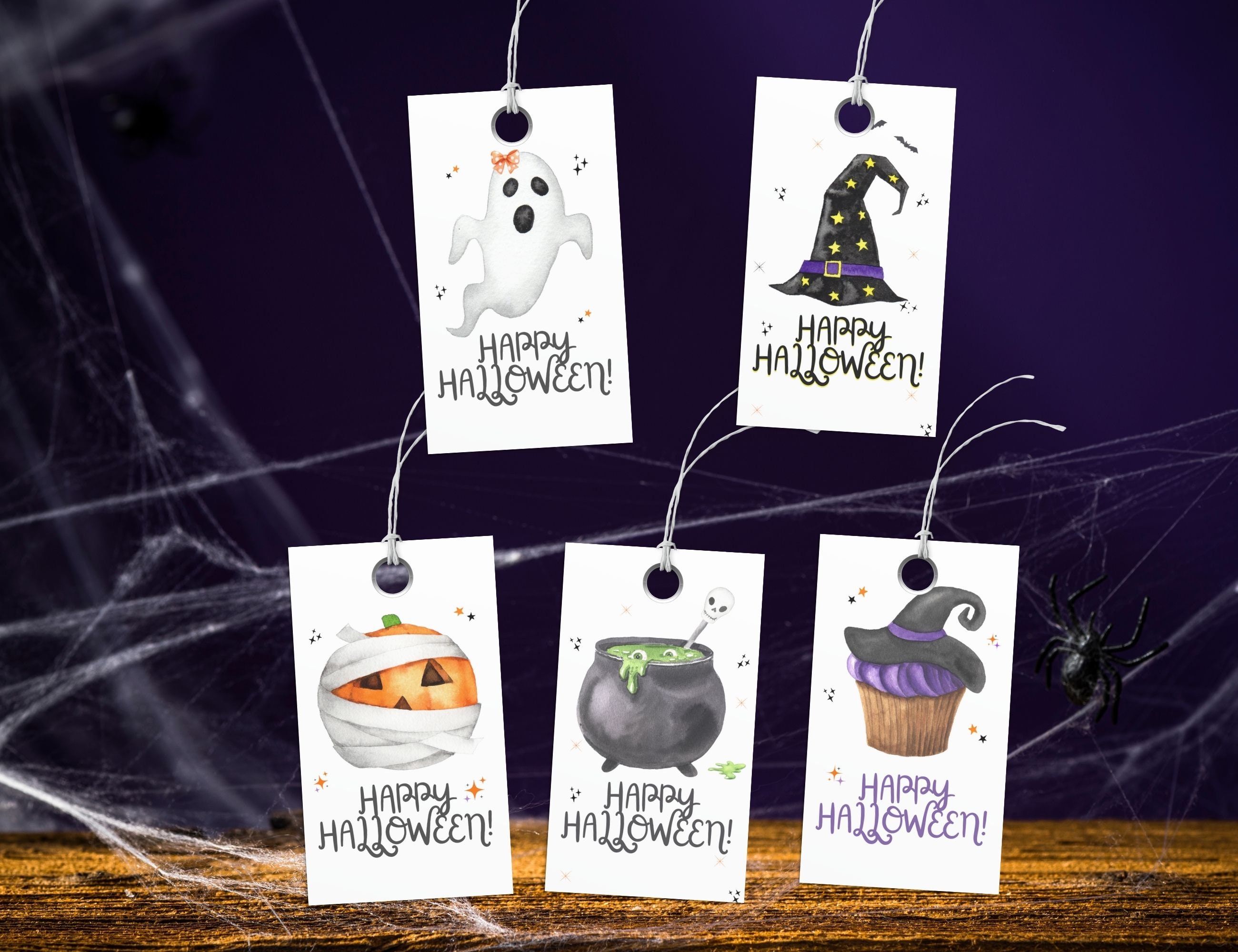 Happy Halloween Gift Tags Bundle, Printable Halloween Tags, Halloween ...