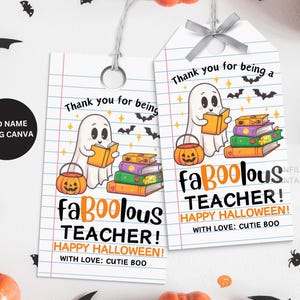 Faboolous Teacher Halloween Tag, Halloween Teacher Tag, Editable ...