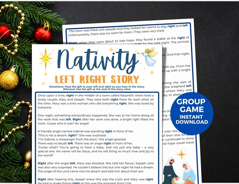 Left Right Nativity Story, Religious Left Right Christmas Game, Pass ...
