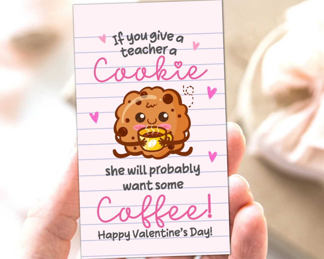 Coffee Teacher Valentines Tag, Valentines Teacher Gift Tag, Teacher ...