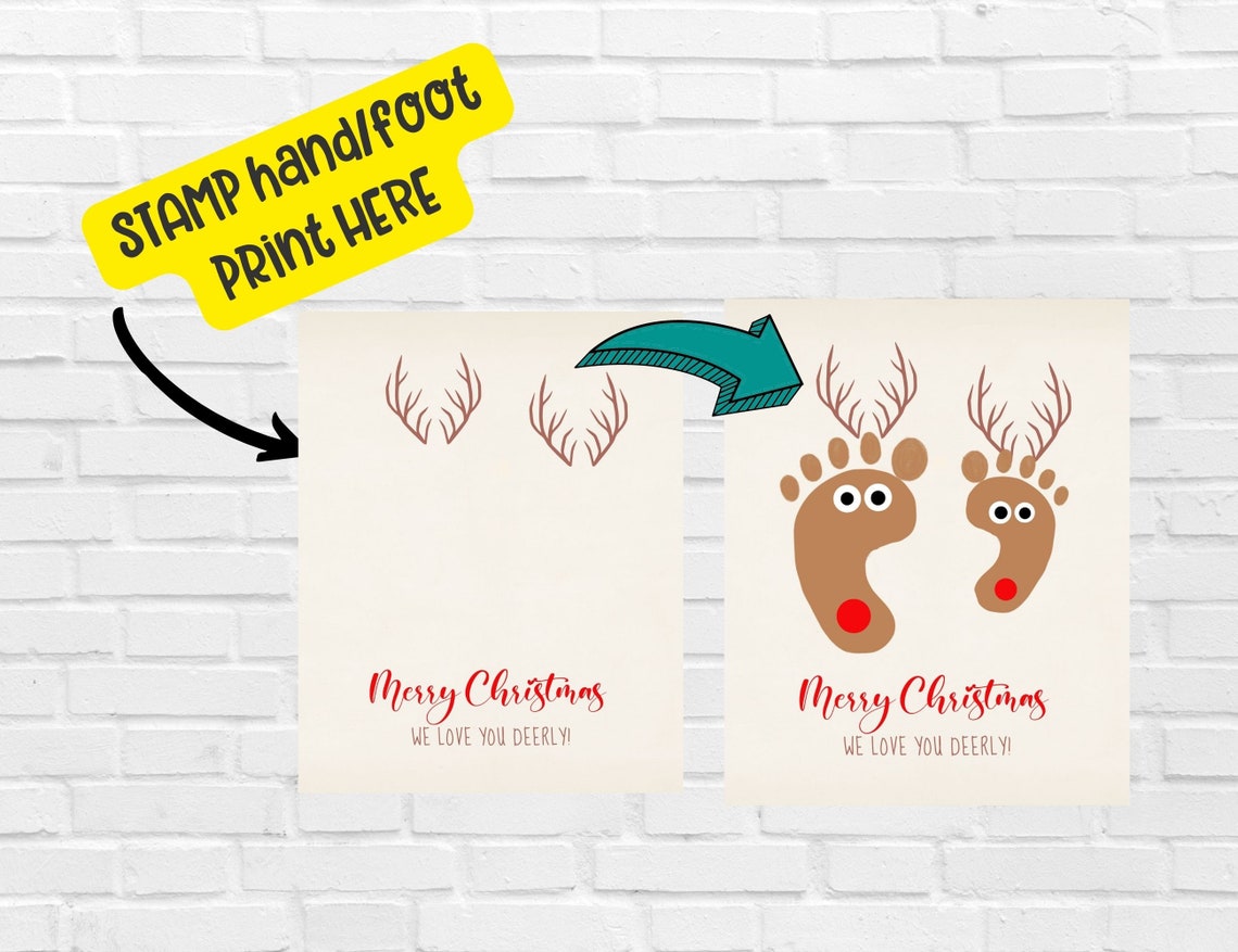 Reindeer Footprint Craft Art for Christmas Reindeer Feet - Etsy
