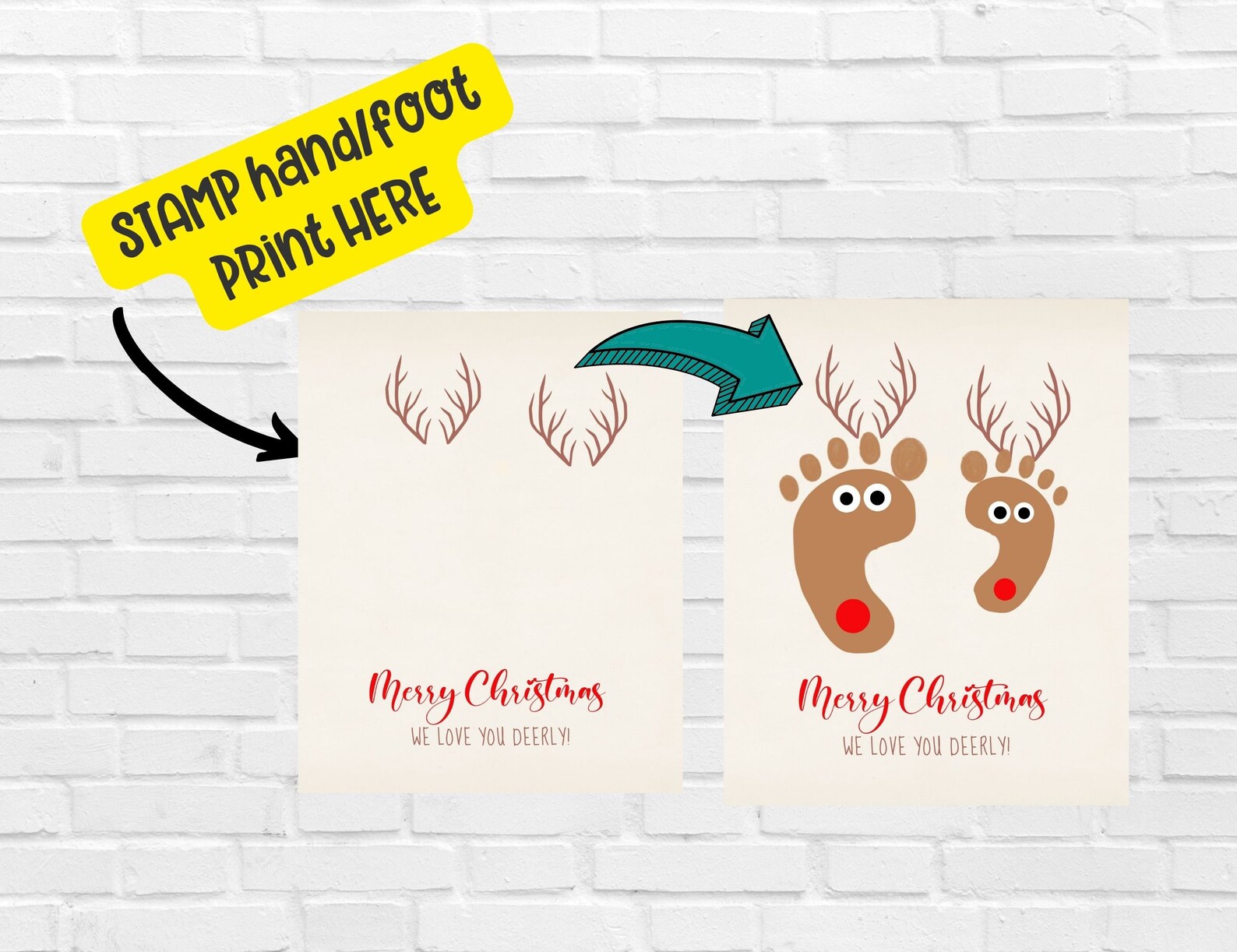 Reindeer Footprint Craft Art for Christmas Reindeer Feet - Etsy