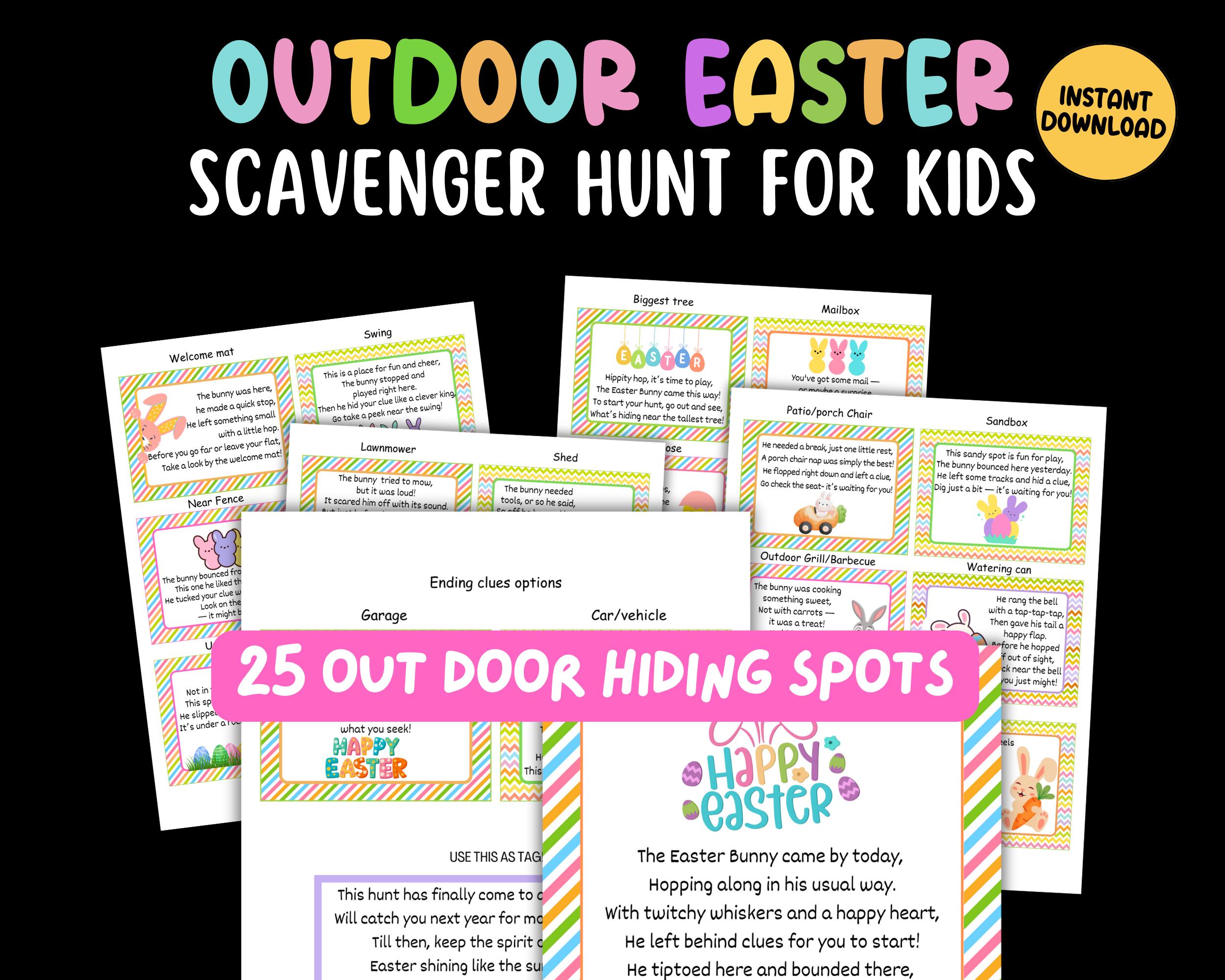 Easter Scavenger Hunt Clues Outdoor Easter Egg Hunt, Backyard Easter ...