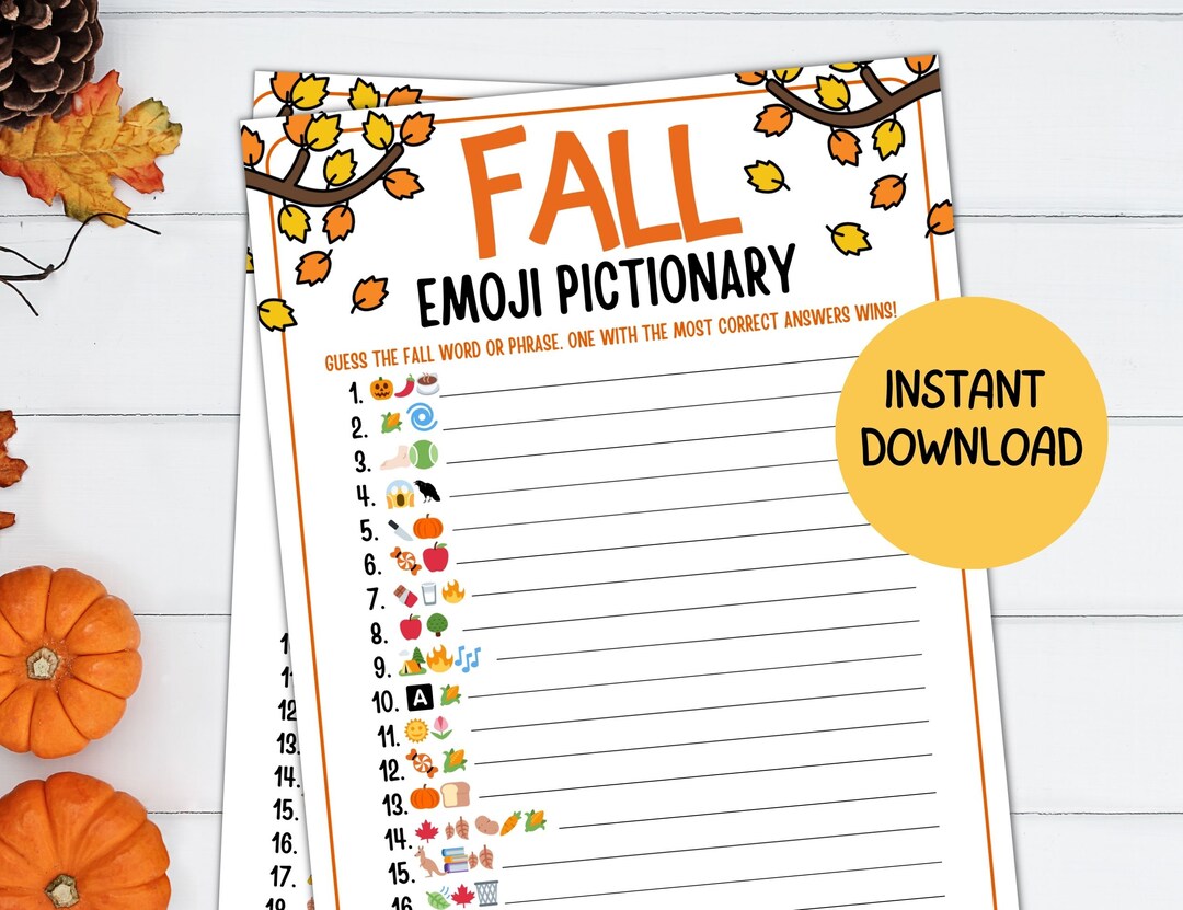 Fall Emoji Pictionary Game, Autumn Fall Party Games, Fall Time ...