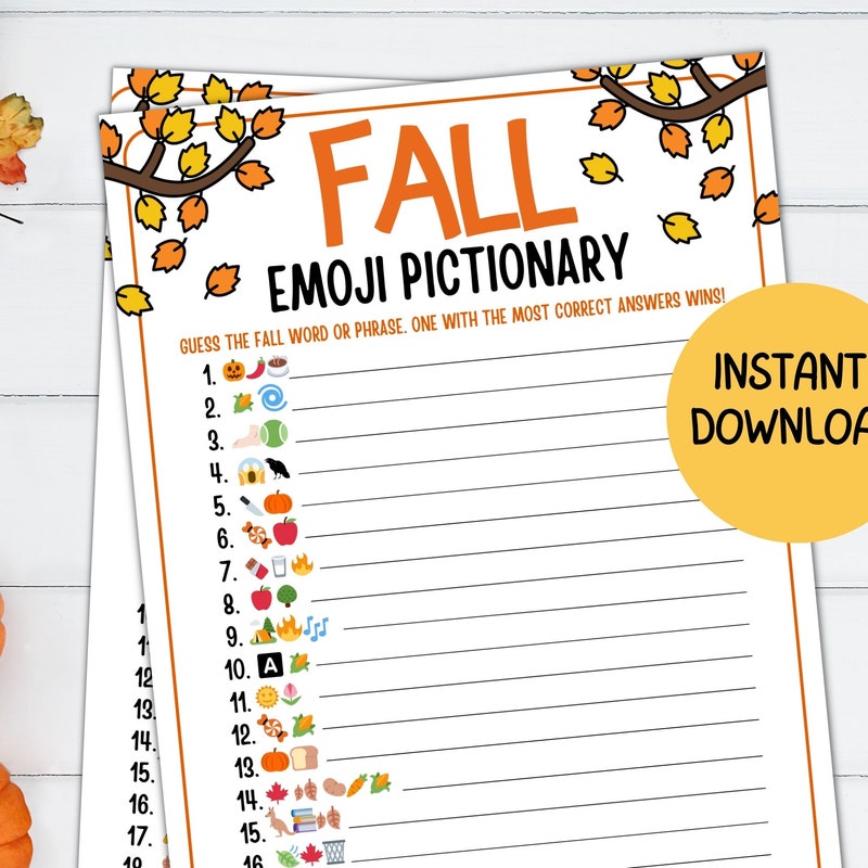 Fall Pictionary - Etsy
