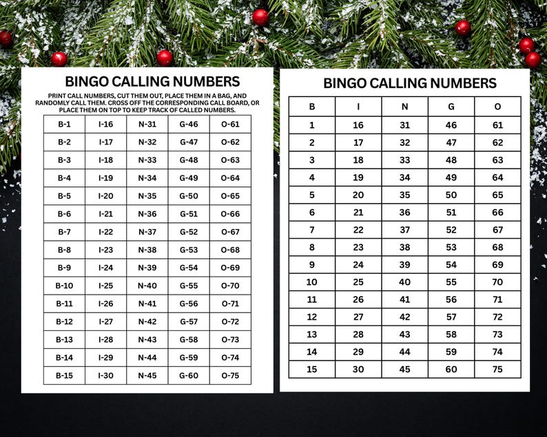200 Christmas Bingo Cards, Printable Christmas Number Bingo for Adults ...