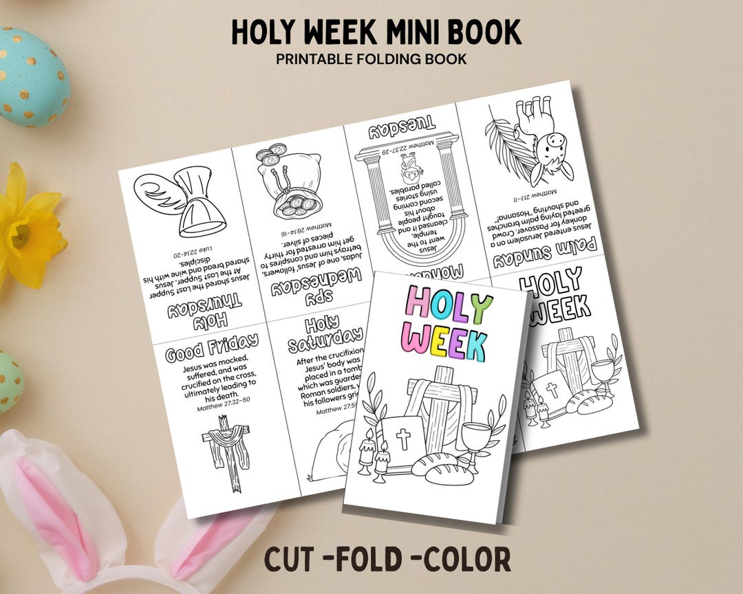 Holy Week Mini Coloring Book Printable Easter Story Craft for Kids ...