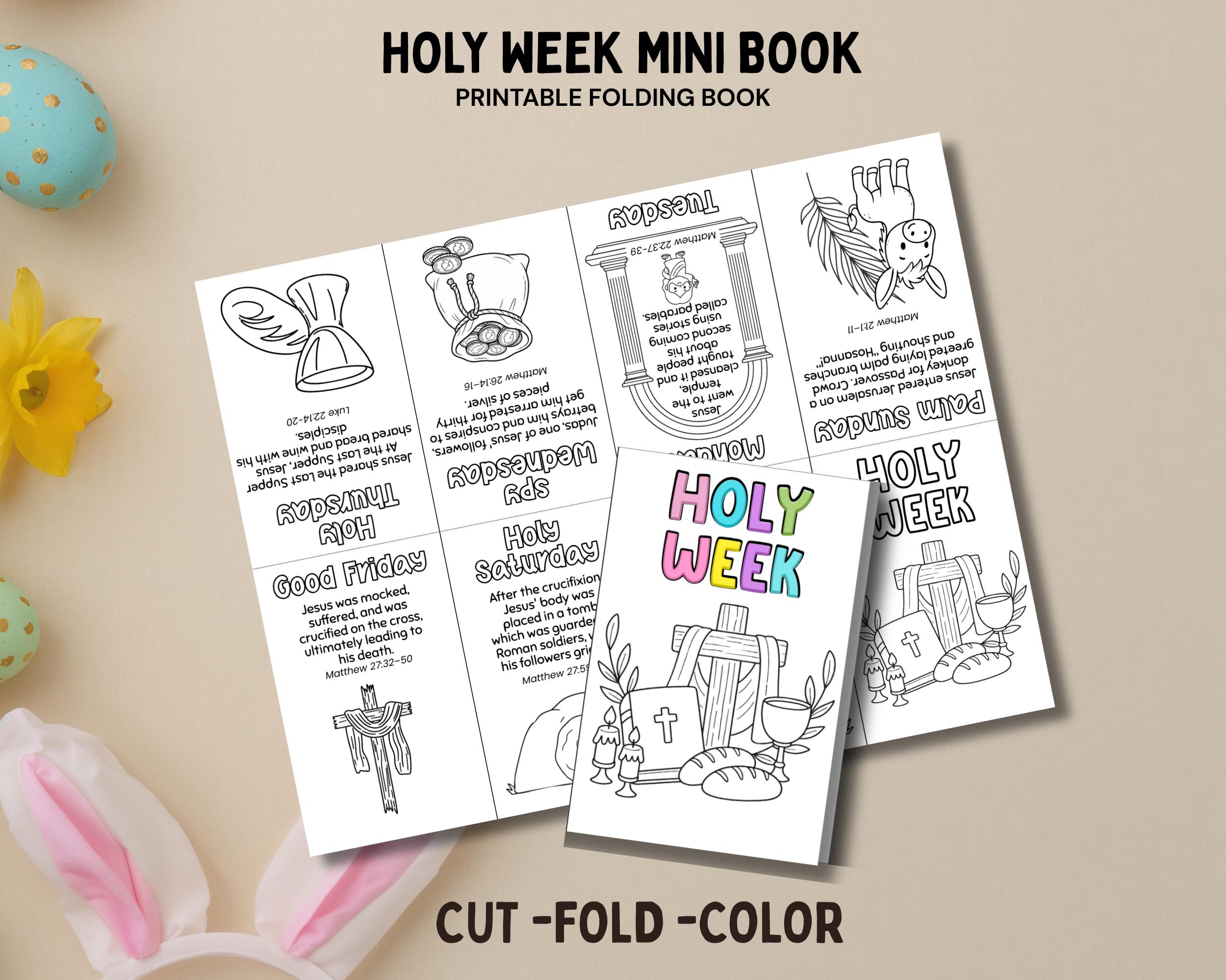 Holy Week Mini Coloring Book Printable Easter Story Craft for Kids ...