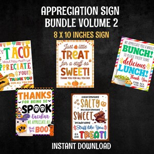 Printable Appreciation Sign Bundle, Teacher Employee Staff Appreciation ...
