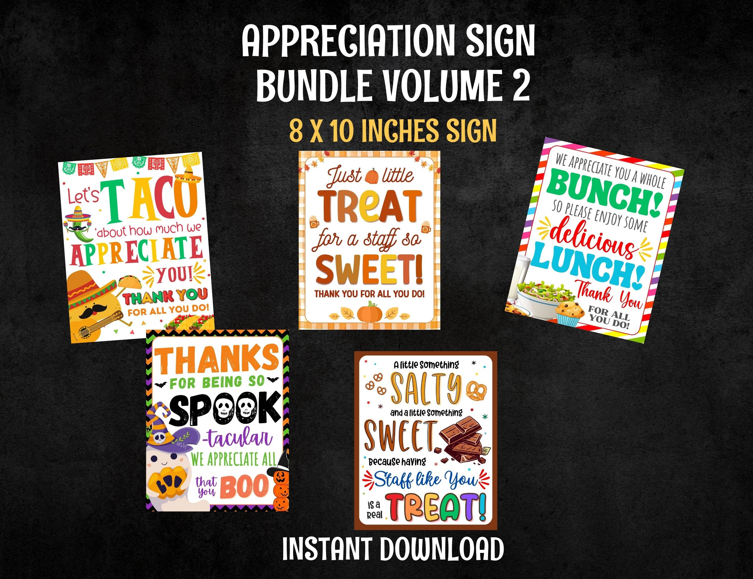Printable Appreciation Sign Bundle, Teacher Employee Staff Appreciation ...